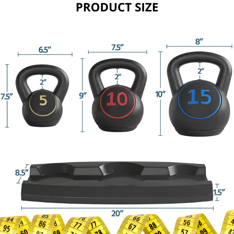 3-Piece Kettlebell Weight Set 5lb 10lb 15lb Weights – Fit Sports